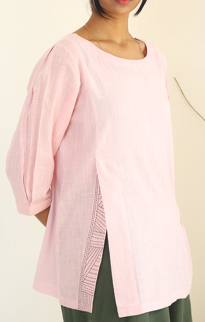 Cherry blossom pink cotton linen top – Ihaworld