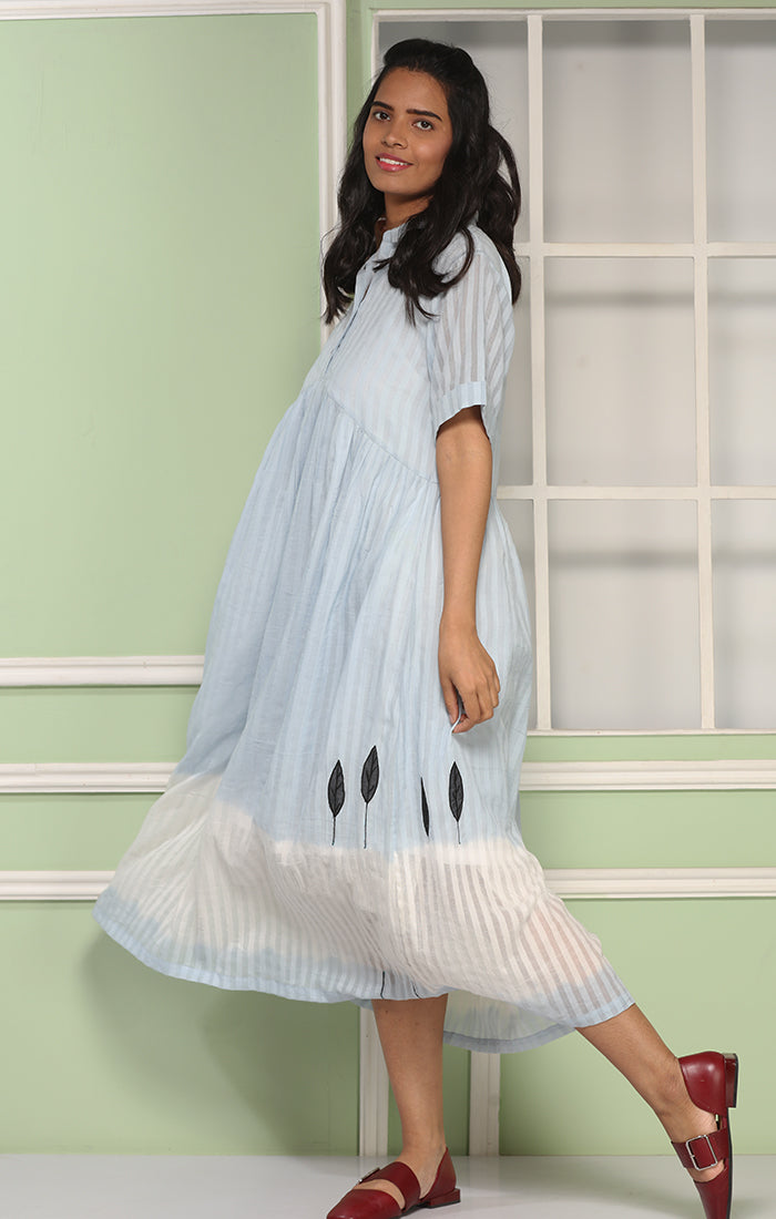 Summery Blue Flared Dress – Ihaworld