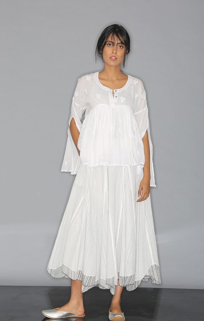 Kedia Top - White with skirt – Ihaworld